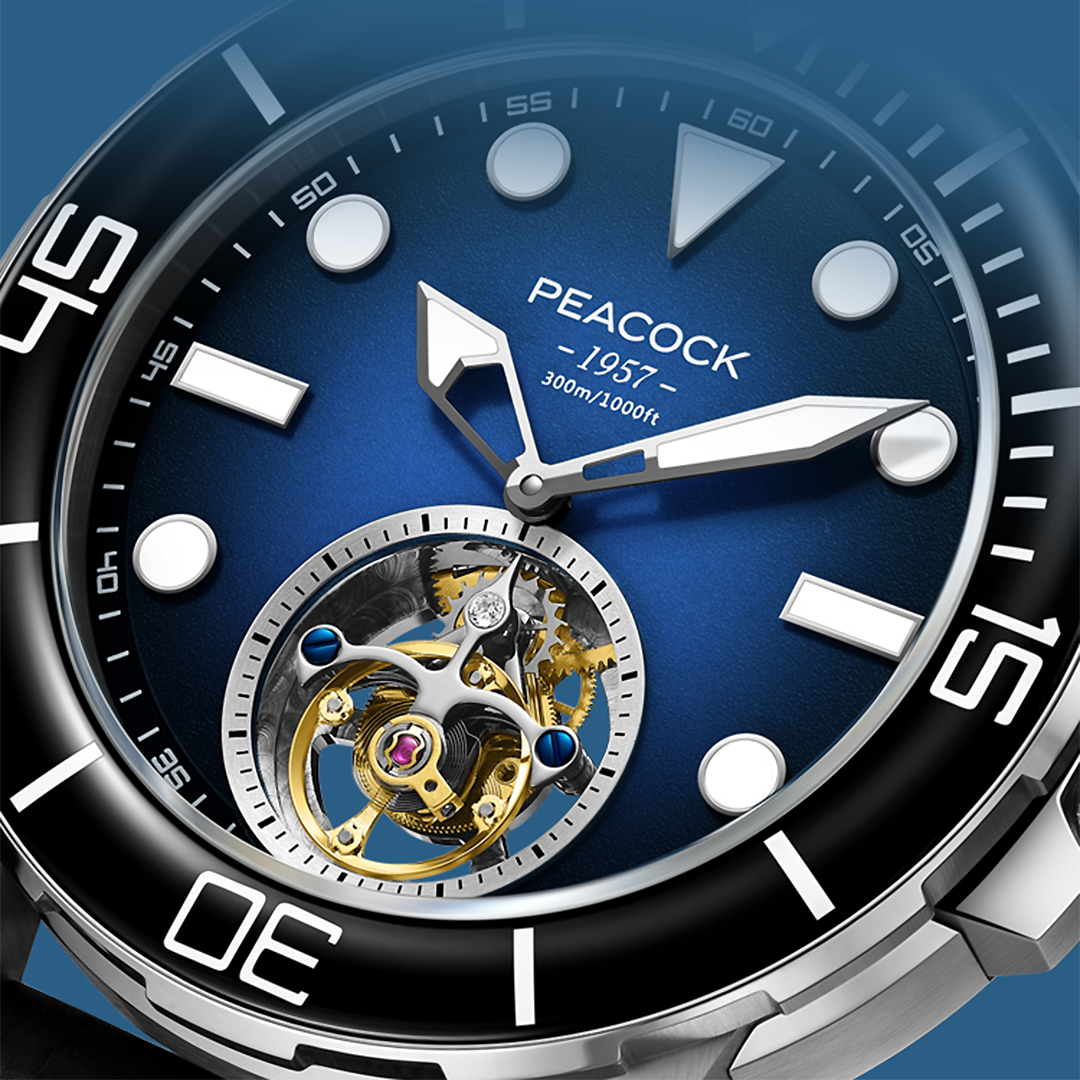 Peacock Tourbillon Ocean Wing Watch Diver 300M – Peacock Watches