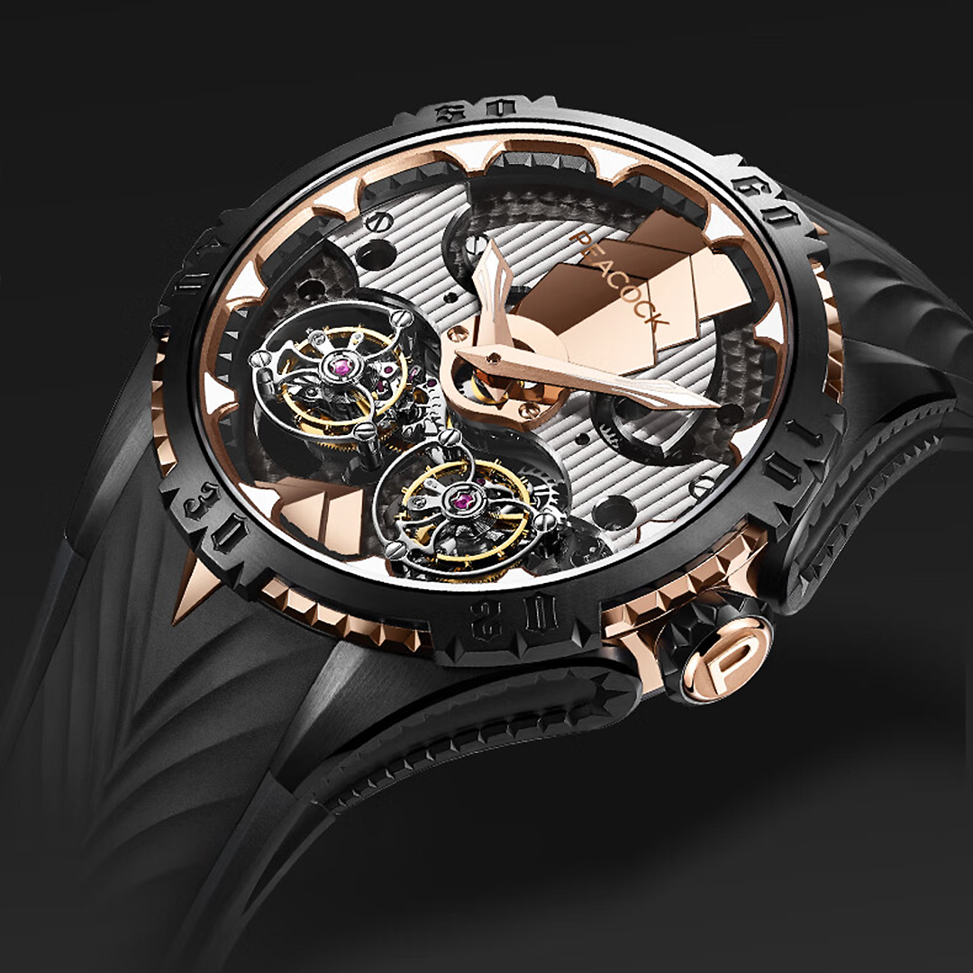 Peacock Dual Tourbillon Plume Monarch Watch 45.5mm – Peacock Watches