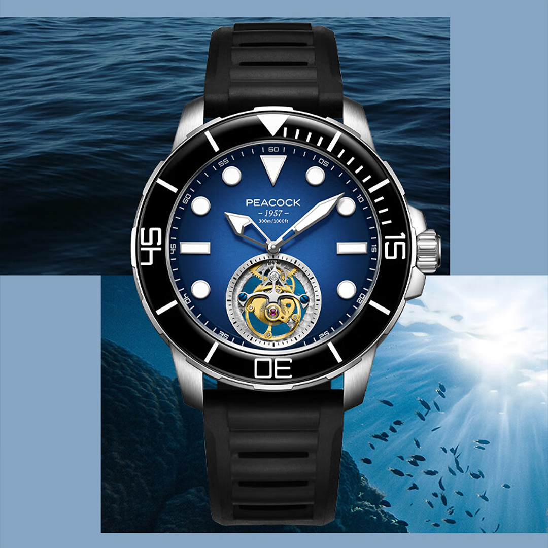 Peacock Tourbillon Ocean Wing Watch Diver 300M – Peacock Watches